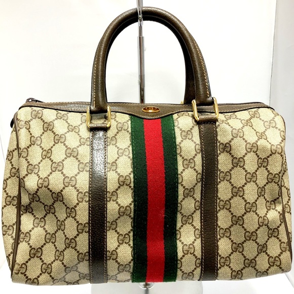 Gucci | Bags | Gucci Old Gucci Mini Boston Bag Sherry Line Beige Brown ...